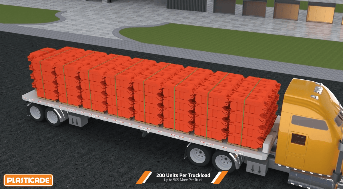 Truckload - 200 (1,200 ft) Water-filled Barricades HYDROCADE TL-3 Long