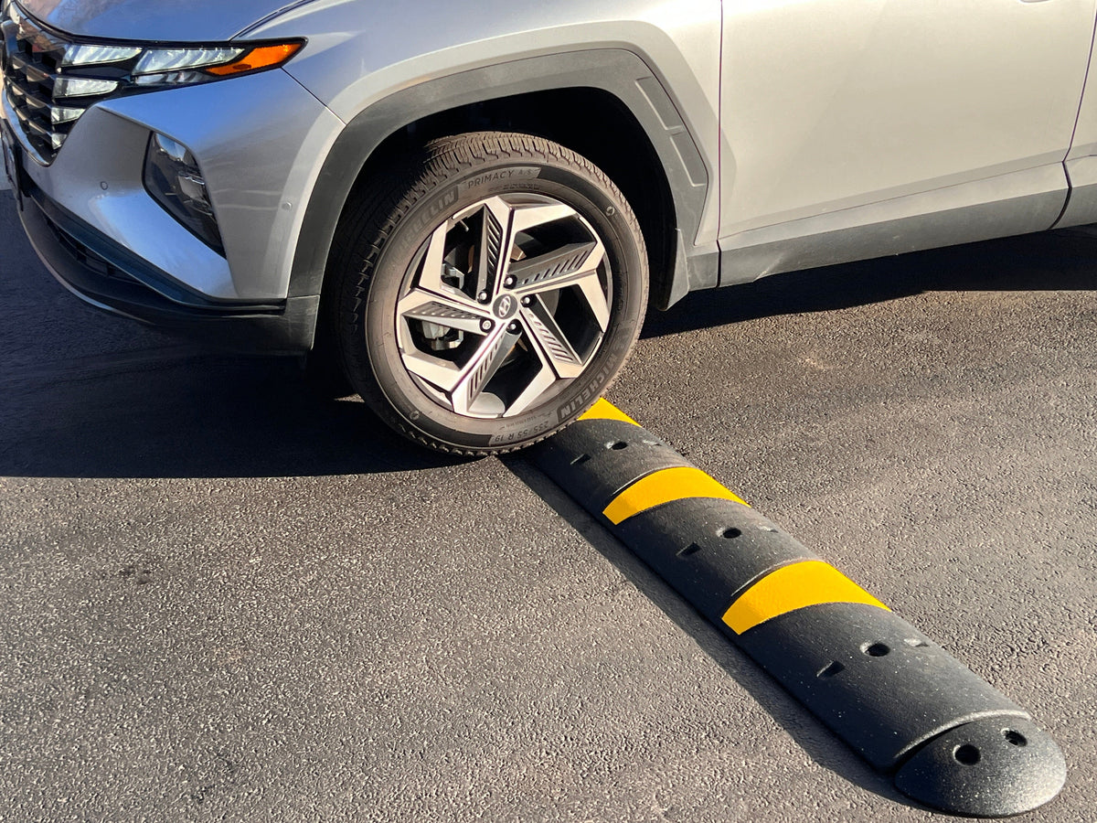 High Speed Bump with Yellow Stripes 2.5" Inches Plasticade