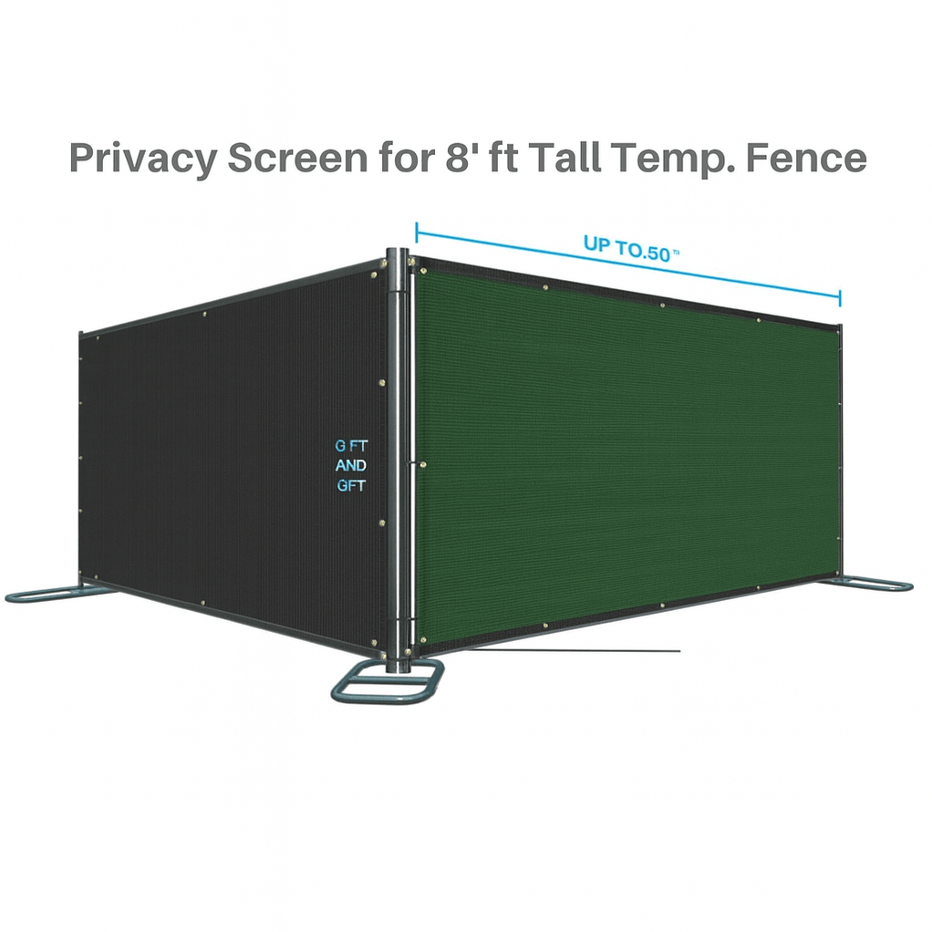 Privacy Mesh Screen for 8' ft Fence w/ Reinforced Grommets, Green/Blac