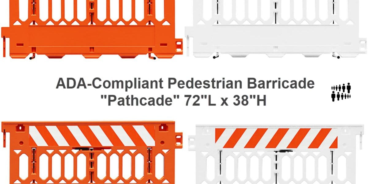 ADA-Compliant Pedestrian Barricade "Pathcade" by Plasticade 72"L x 38 ...