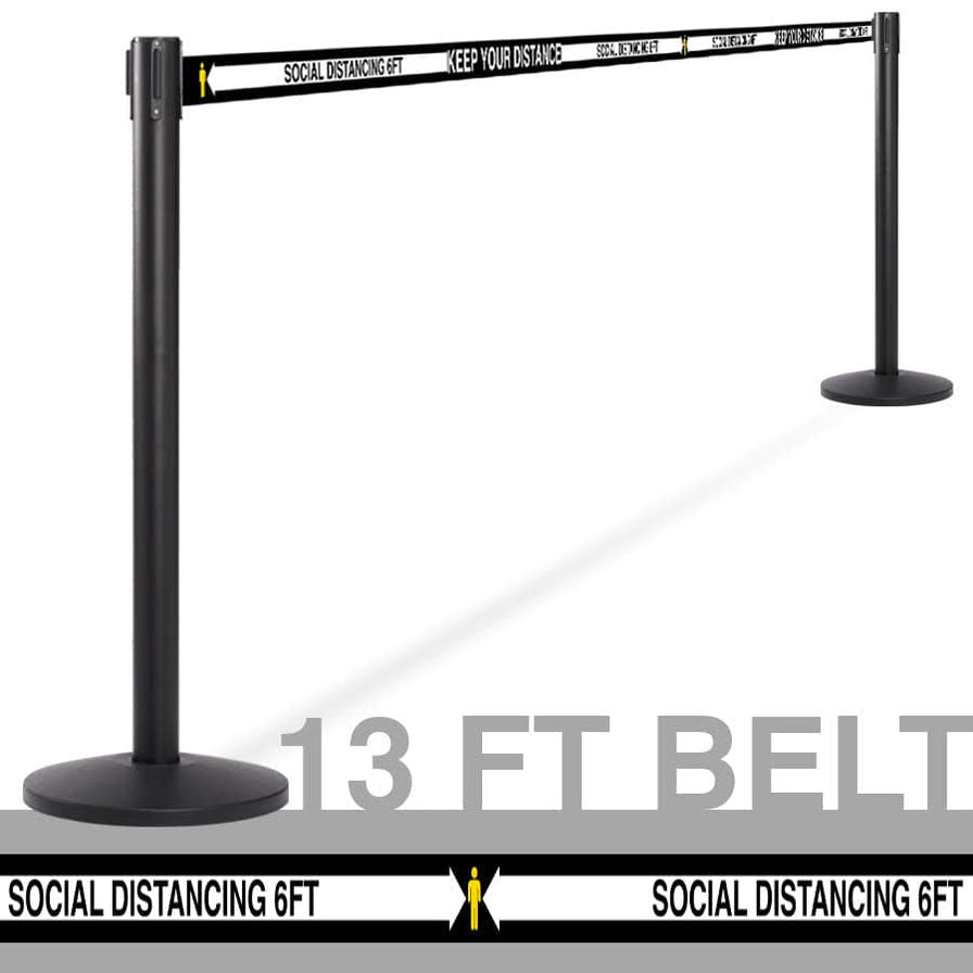 Crowd Control Stanchion 13 ft Retractable Belt Social Distancing
