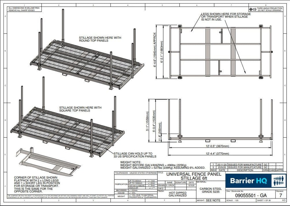 Fence Panel Storage Stillage, Fits 35 x 6' ft. Panels, Stackable ...