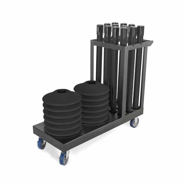 Kit Black Steel Post and Black Belt 12 Pack with Cart