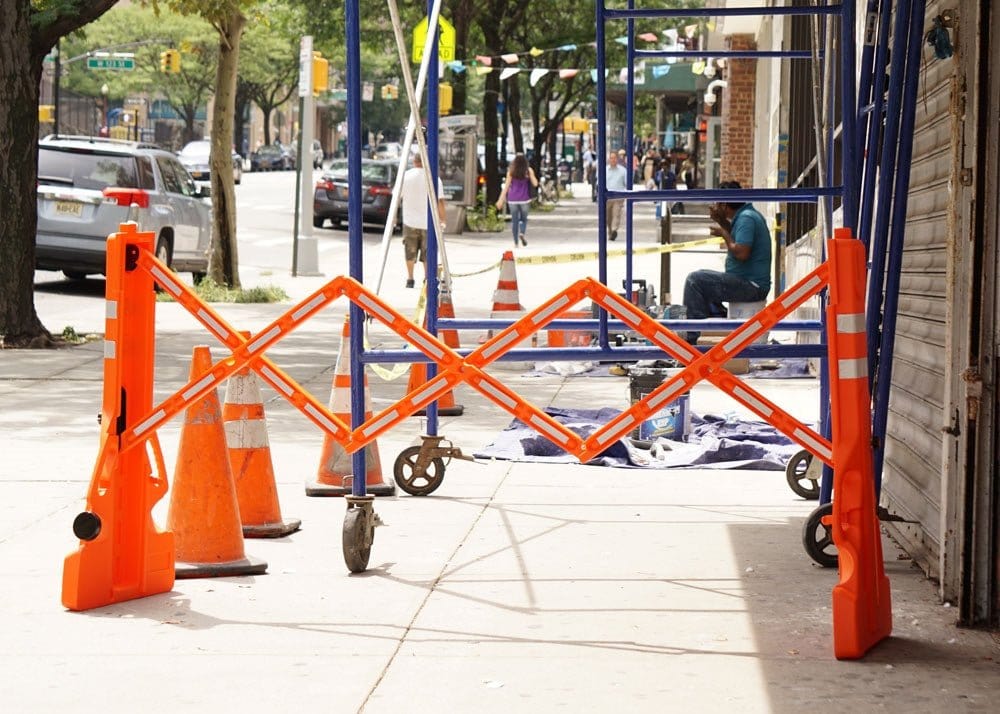 Multi-Gate Expandable Portable Barricade, Orange & White - BarrierHQ.com