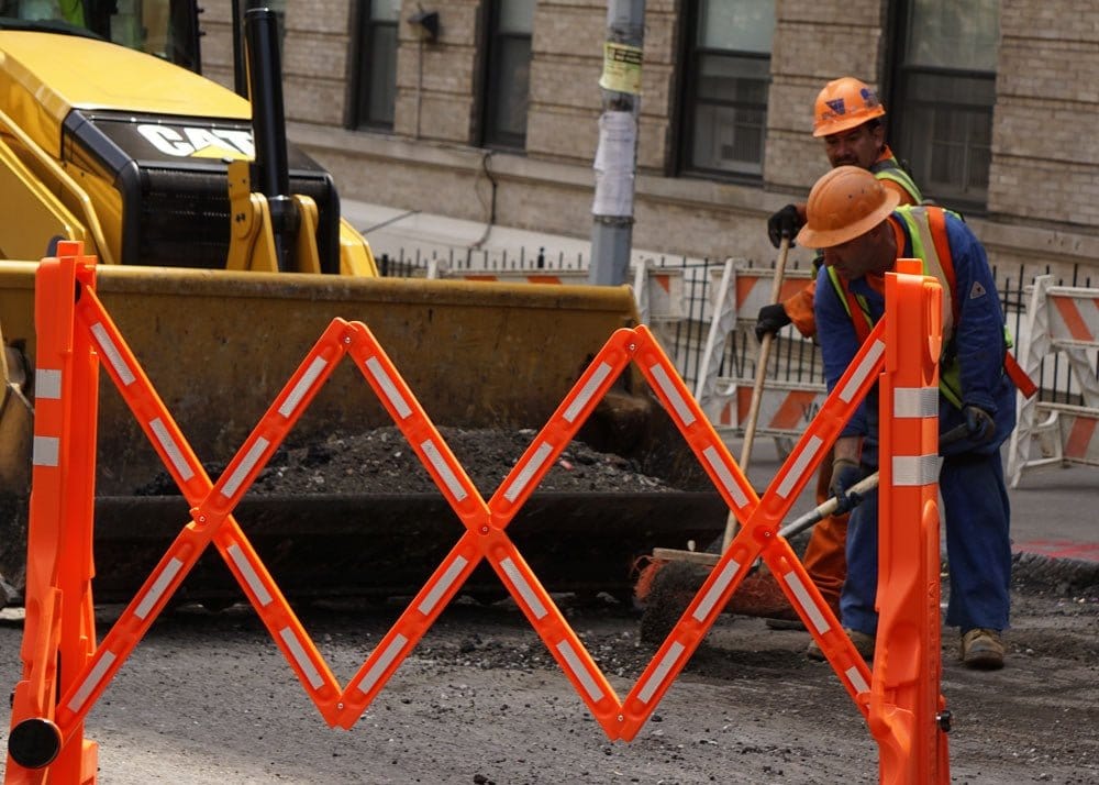 Multi-Gate Expandable Portable Barricade, Orange & White - BarrierHQ.com