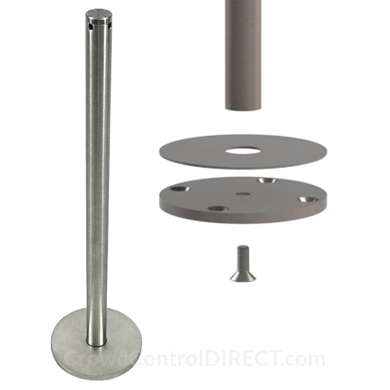 Museum & Art Gallery Stanchion, 16" Tall with Surface Mounted (Fixed ...