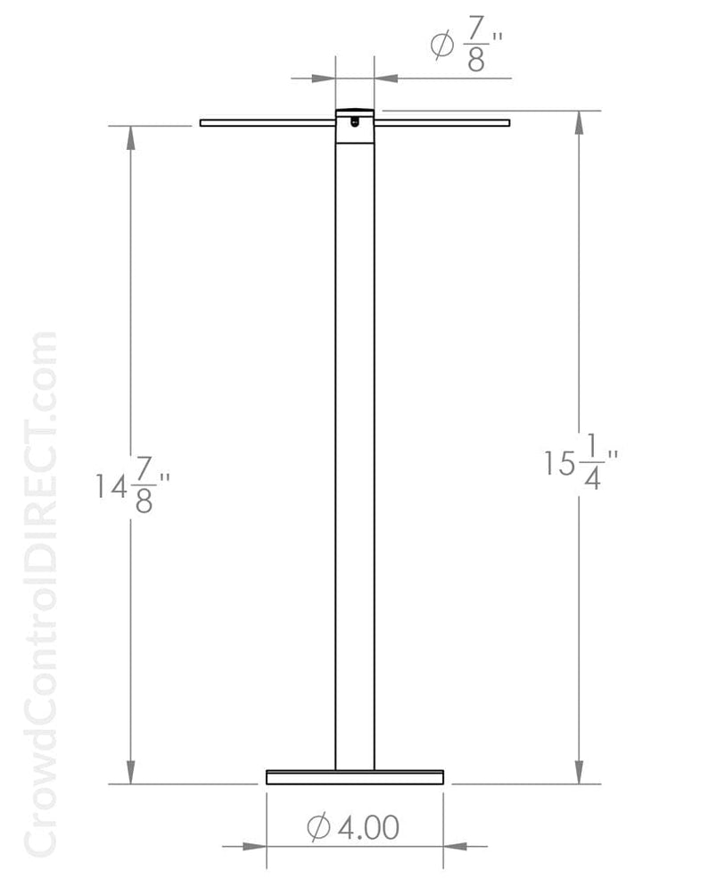 Museum & Art Gallery Stanchion, 16" Tall with Surface Mounted (Fixed ...