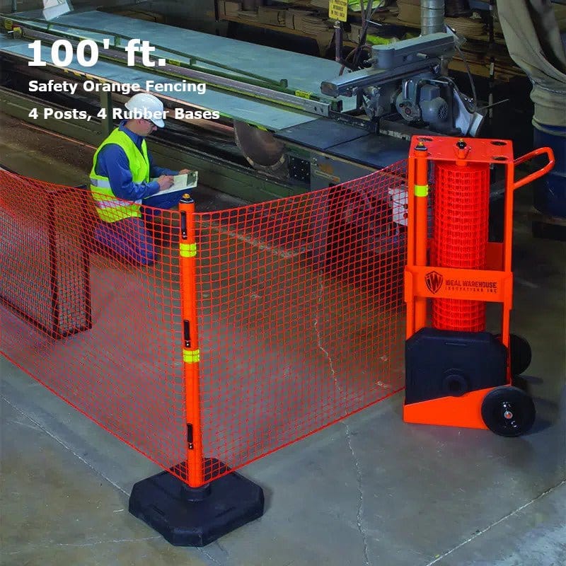 Portable Safety Zone Retractable Orange Fencing 100 ft IRONguard