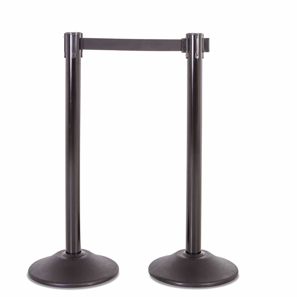 Retractable Belt Stanchion Black steel post 15lb 7.5 black belt