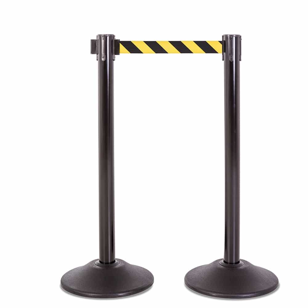 Black Steel Post and Safety Chevron Belt 2 Pack