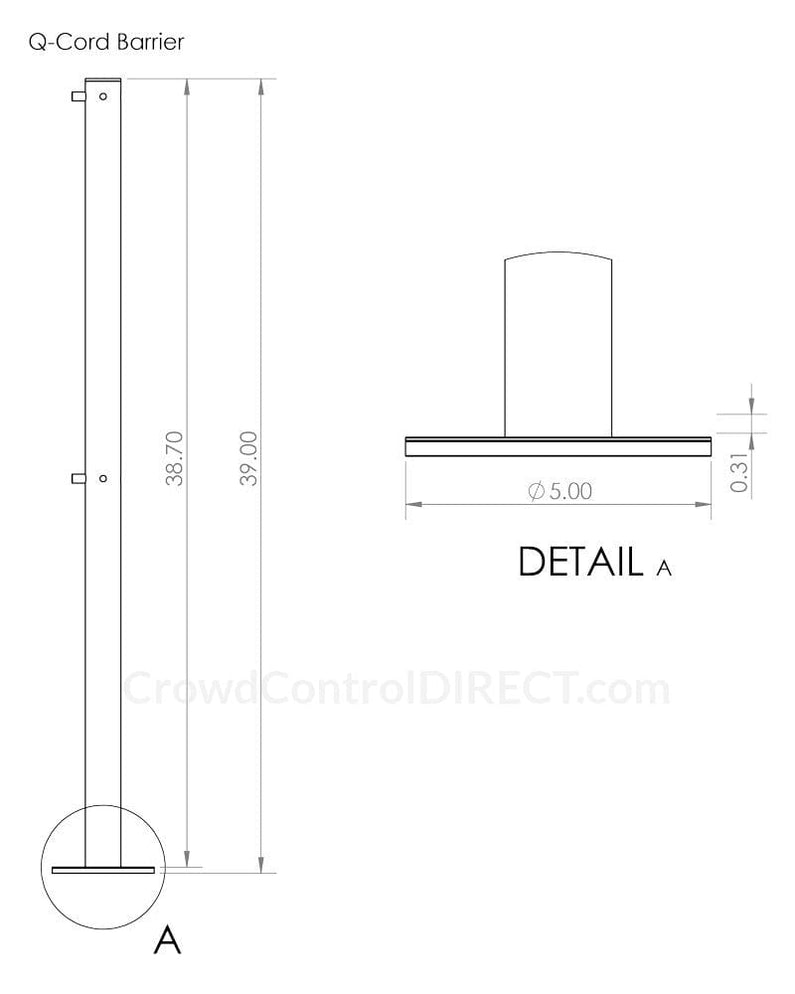 Q Cord Museum Barrier with Surface Mounted Fixed Base