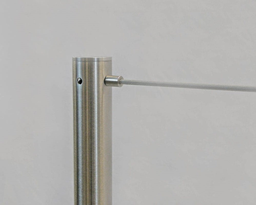 "Q-Cord" Museum Stanchion with Retractable 7' Cord, Stainless Steel, 3 ...