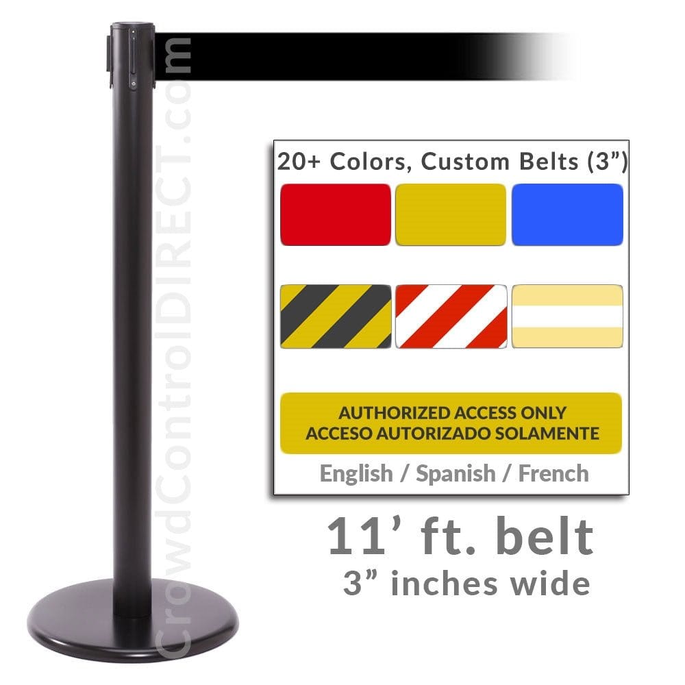 QueuePro 250 Xtra - 3" inch wide belt barrier. — BarrierHQ.com