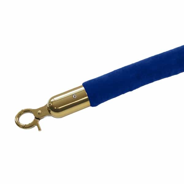QueueWay Blue Velour Rope, 6' ft., Polished Brass Ends