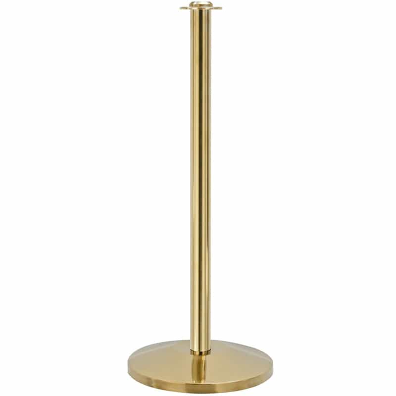 QueueWay Contemporary Rope Stanchion, Polished Brass Effect - BarrierHQ.com