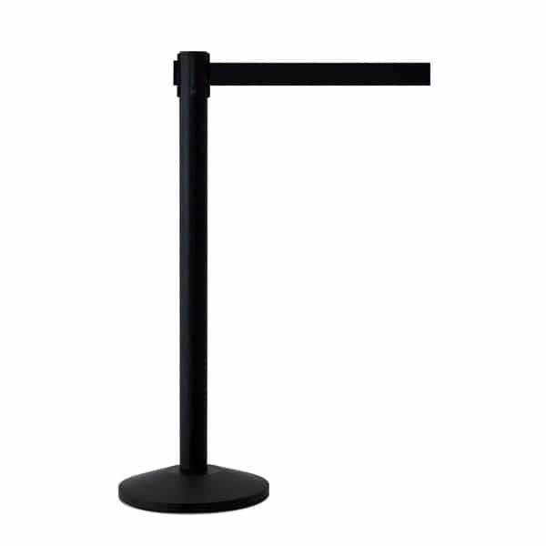 QueueWay Retractable Belt Stanchion Black Post BLACK 7.5 ft Belt