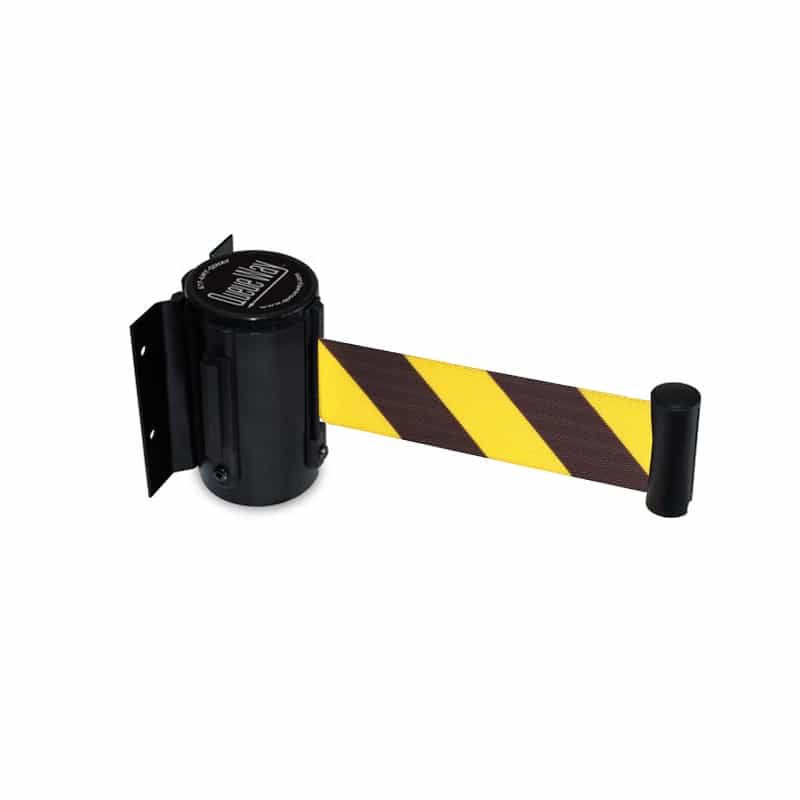 QueueWay Wall Mounted Retractable Belt BLACK YELLOW 7.5 ft