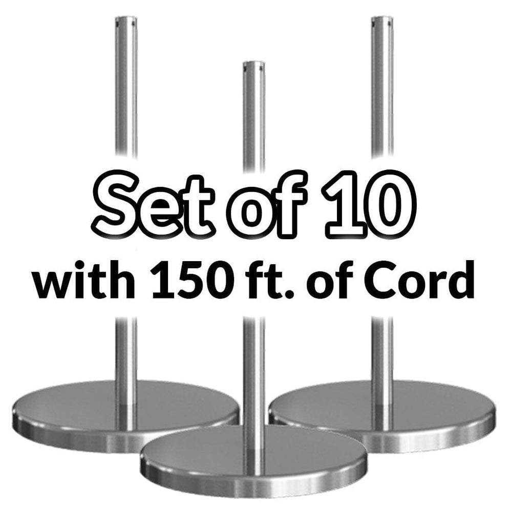 Set of 10 Museum and Art Gallery Stanchion 16 Tall Stainless