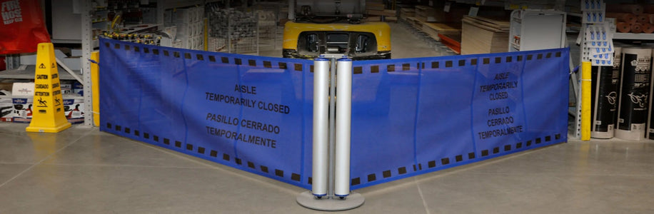 ZonePro Barrier Retractable 3' Wide SAFETY Banner, DUAL 28' Long ...